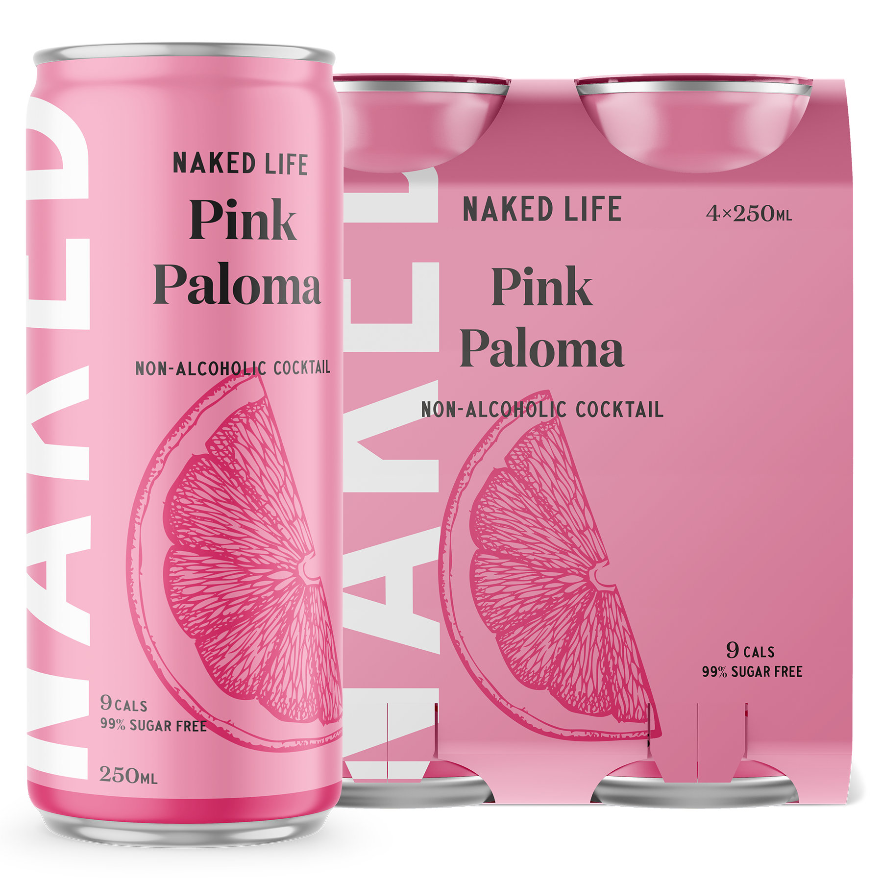 Non-Alcoholic Pink Paloma - 4 Pack – Naked Life Non-Alcoholic Cocktails ...